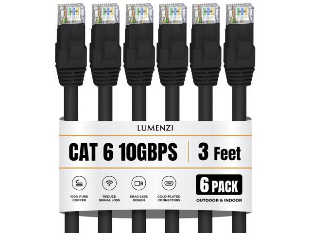 Click here for Lumenzi Cat 6 Ethernet Cable 3 FT in Black 6 Pack... prices
