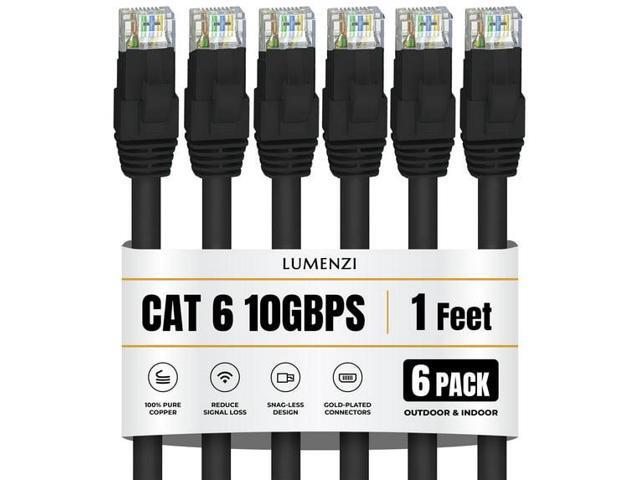 Click here for Lumenzi Cat 6 Ethernet Cable 1 FT in Black 6 Pack... prices
