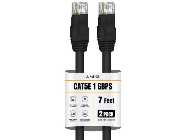 Click here for Lumenzi Cat 5e Ethernet Cable 7 FT in Black 2 Pack... prices