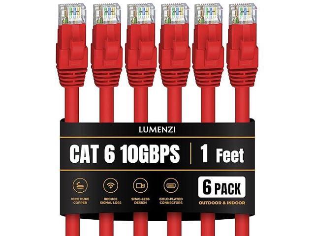 Click here for Lumenzi Cat 6 Ethernet Cable 1 FT in Red 6 Pack 10... prices