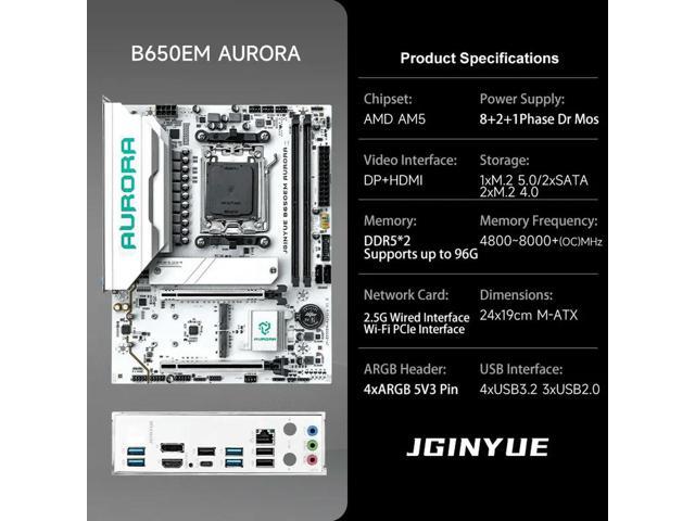 Click here for JGINYUE B650EM AURORA Gaming Motherboard DDR5 Desk... prices