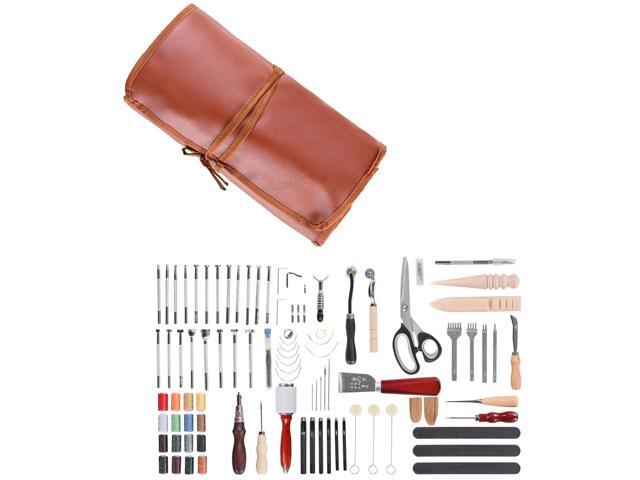 Leather Working Tools Kit 92 PCS Engraving Punching Stamping Sewing Tools