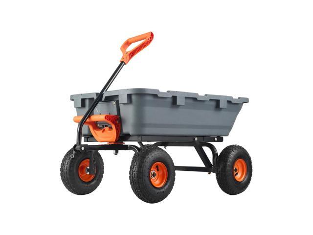 Garden Cart  Durable Poly Dump Cart with Simple Assembly Steel Structure  Versatile Dump Wagon with Dual-Function Handle  Handy Wheelbarrow with.