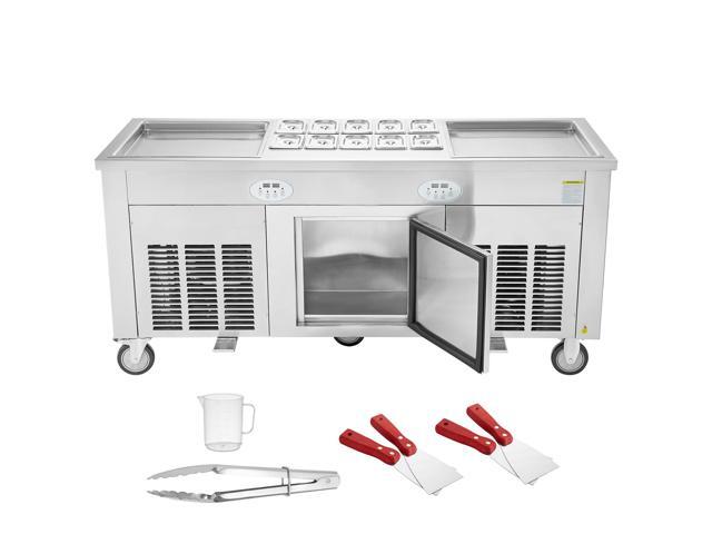 Fried Ice Cream Roll Machine  2Pcs 17.7 x 17.7 Square Stir-Fried Ice Cream Pans  Stainless Steel Commercial Rolled Ice Cream Maker with...