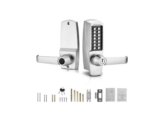 Mechanical Keyless Entry Door Lock  14 Key Mechanical Door Lock with Keys  Mechanical Keypad Door Lock with Handle  Stainless Steel Waterproof.