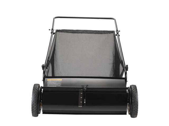 Push Lawn Sweeper  26-inch Leaf & Grass Collector  Strong Rubber Wheels & Heavy Duty Thickened Steel  Durable to Use with Large Capacity 7 cu. ft..