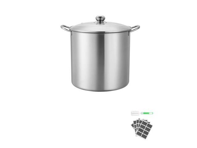 21 QT Canning Pot with Rack and Lid  Stainless Steel Waterbath Canner with Dual Handle and Glass Lid  Compatible with All Cooktops: Induction  Gas ...