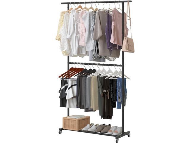 Click here for Sywhitta Double Rod Clothing Garment Rack  Rolling... prices