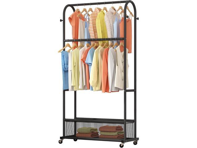 Click here for MOYIPIN Double Rods Clothing Rack with Wheels Clot... prices