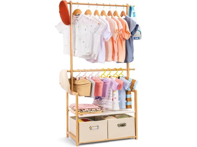 Click here for Kids Clothing Rack Bamboo with 2 Storage Baskets a... prices