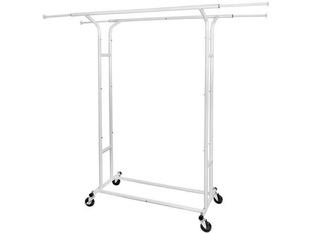 Click here for White Double Rod Garment Rack for Hanging Clothes... prices
