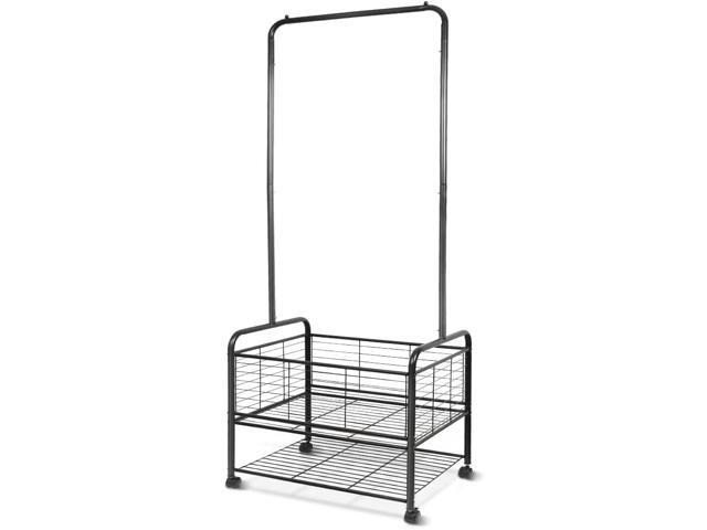 Click here for Black Metal Rolling Laundry Hamper Butler Cart Bas... prices