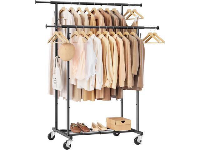 Click here for Double Rod Garment Rack with Wheels  Heavy Duty Ro... prices