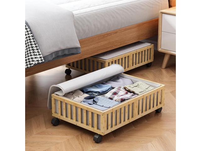 Click here for Bamboo Under Bed Storage Containers with Wheels  2... prices