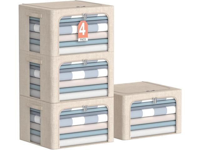 Click here for 4 Pack Clothes Storage Bins with Metal Frame - Lin... prices