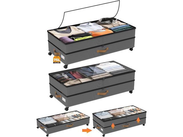 Click here for Under Bed Storage with Wheels 2-Pack  75L XXL Unde... prices
