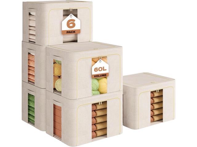Click here for 6Pack 60L Large Cloth Storage Bins with Metal Fram... prices