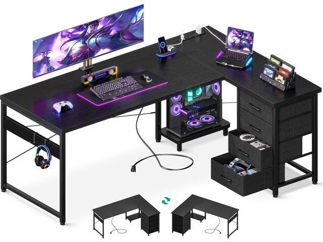 Click here for AODK L Shaped Gaming Desk with 4 Drawers  61 Rever... prices