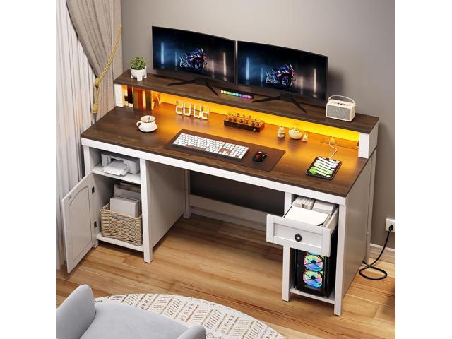 Click here for DWVO Farmhouse Office Desk with Drawer & Power Out... prices