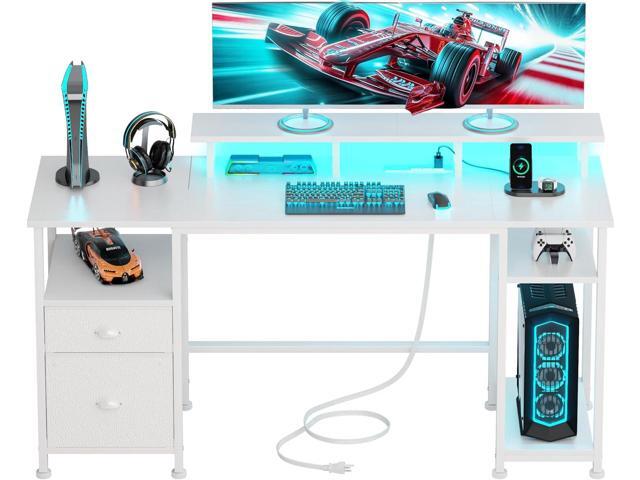 Click here for Furologee 61 Computer Desk with Power Outlet and L... prices