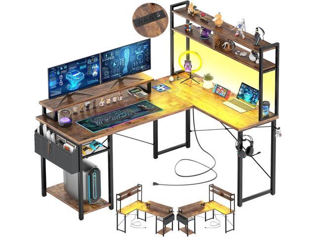 Click here for Aheaplus Small L Shaped Gaming Desk with LED Light... prices