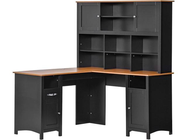 Click here for HOMCOM L Shaped Computer Desk with Hutch  59 Corne... prices