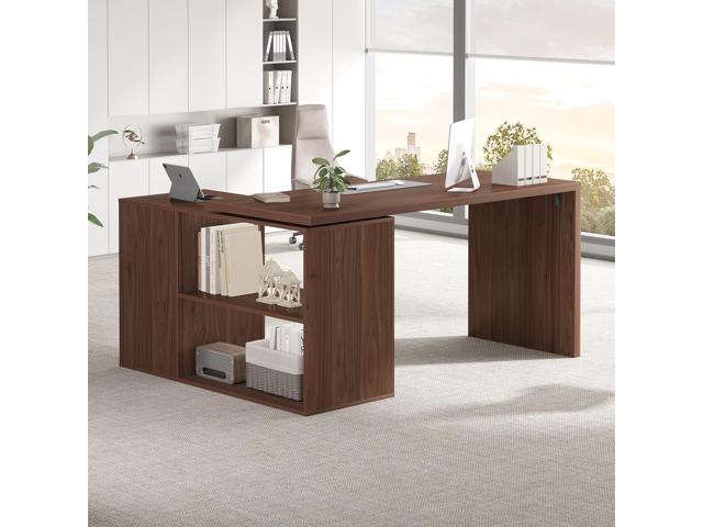 Click here for HSH 360 Rotating L Shaped Desk with Drawers  Walnu... prices