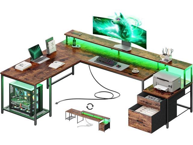 Click here for PRAISUN 66 Inch L Shaped Computer Desk with Power... prices