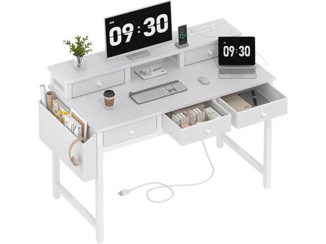 Click here for Lufeiya White Computer Desk with Fabric Drawers fo... prices