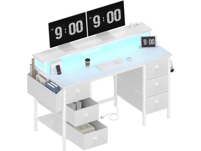 Click here for Lufeiya White Gaming Desk with Drawers & Storage S... prices