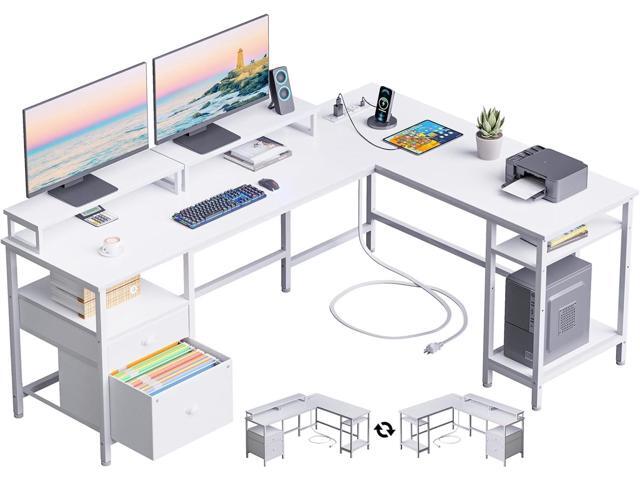 Click here for Furologee 66 L Shaped Desk with Power Outlet  Reve... prices