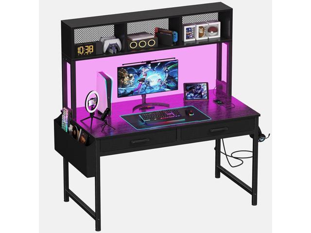 Click here for Black Gaming Desk with Hutch and Shelves - Gaming... prices