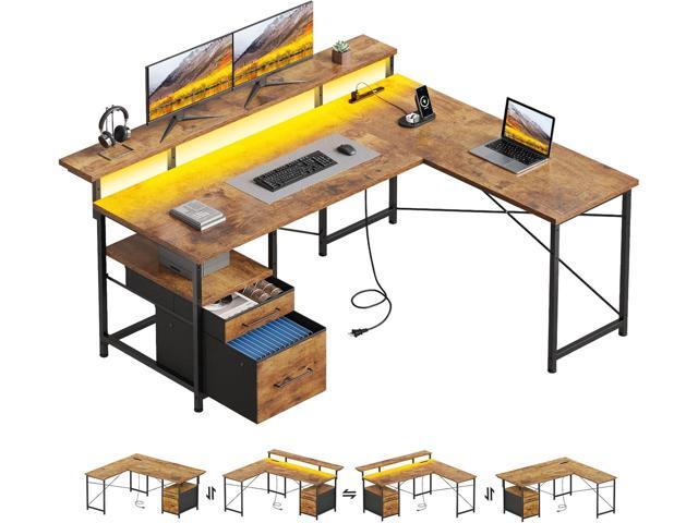 Click here for 63 Gaming Desk with LED Lights  L Shaped Desk with... prices