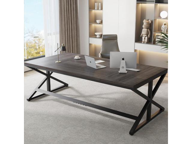 Click here for IBF Long Grey Computer Desk  Modern Large Wood Met... prices
