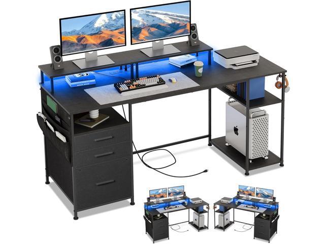 Click here for Computer Desk with 3 File Cabinet Drawers  57.8 Re... prices