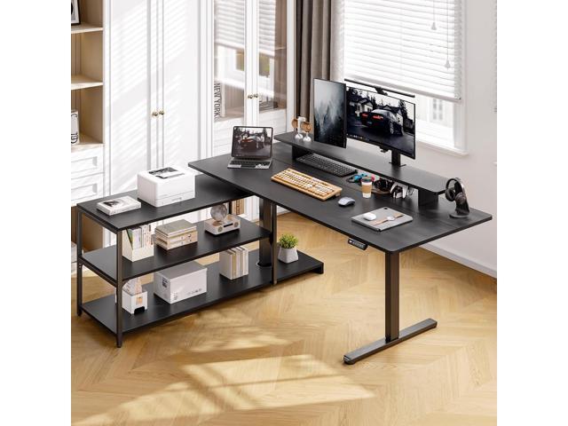 Click here for L Shaped Standing Desk with File Cabinet  63x24 El... prices