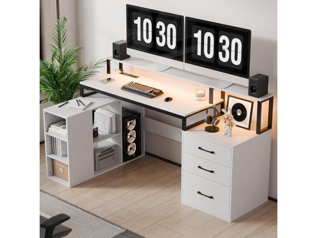 Click here for SunsGrove 65.7 L Shaped Corner Desk with Power Out... prices