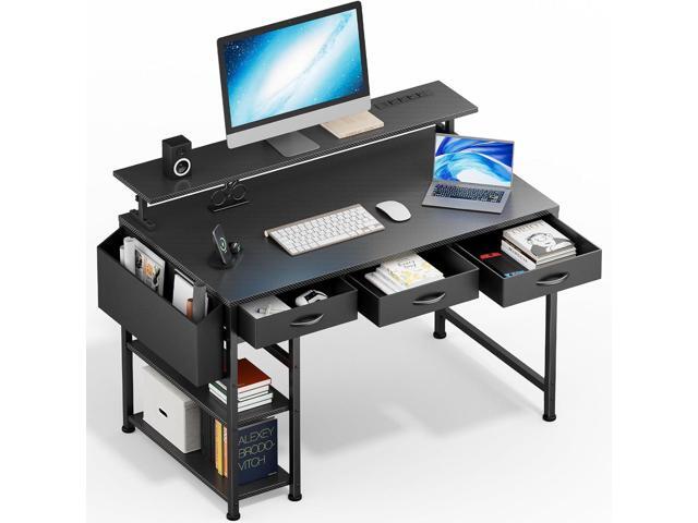 Click here for Black Gaming Desk with LED Lights and Power Outlet... prices