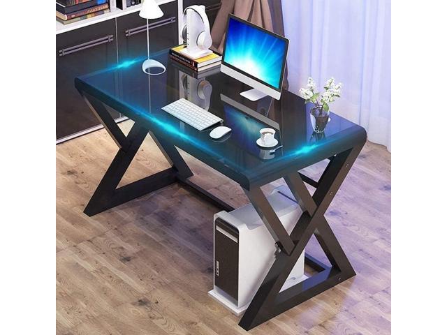 Click here for BINGTOO Computer Desk Glass Top Metal Frame  55.1... prices