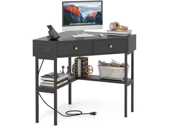 Click here for Tangkula Corner Desk with 2 Drawers & Built-in Cha... prices