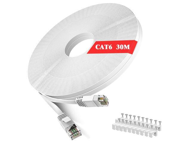 Click here for Cat 6 Ethernet Cable 100 ft White - Flat Internet... prices