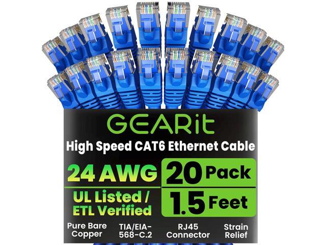 Click here for GearIT Cat 6 Ethernet Cable Pack - 20-Pack 1.5 ft... prices