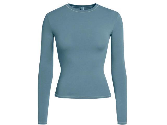 Click here for Skims Cotton Jersey Long Sleeve T-Shirt  Kyanite... prices