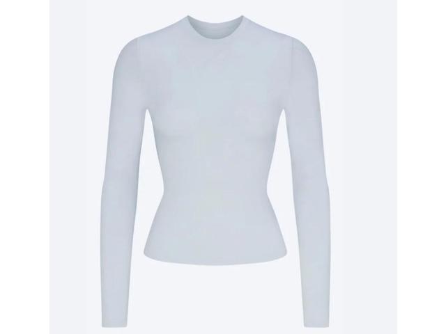Click here for Skims Cotton Jersey Long Sleeve T-Shirt  Zen Blue... prices