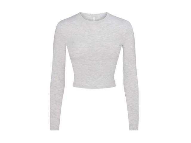 Click here for Skims Sleep Super Crop Long Sleeve  Light Heather... prices