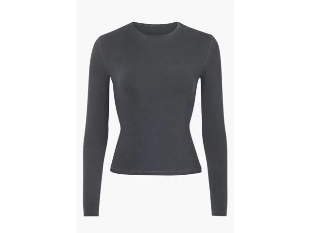 Click here for Skims Cotton Jersey Long Sleeve T-Shirt  Soot - XX... prices