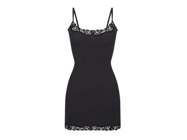 Click here for Skims Fits Everybody Lace Slip Dress  Onyx  Medium prices