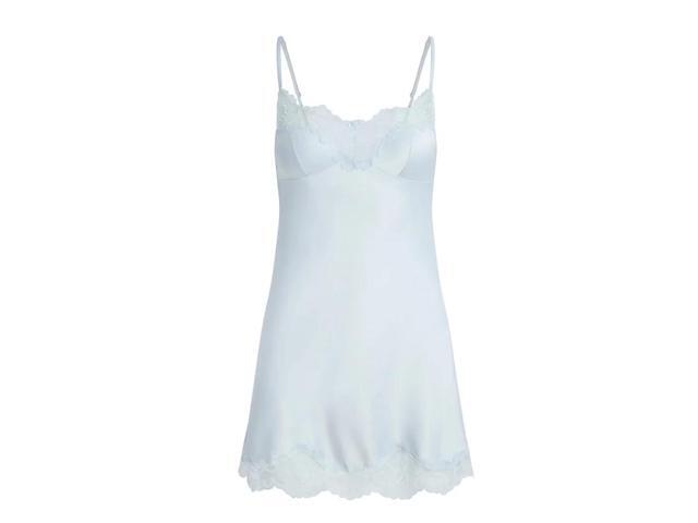 Click here for Skims Woven Shine Lace Slip Dress  Cloud  Small prices