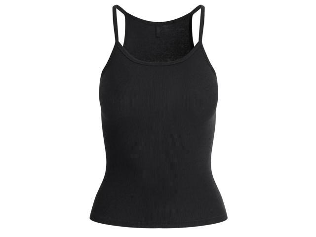 Click here for Skims Cotton Rib Scoop Long Tank Top  Soot  Small prices