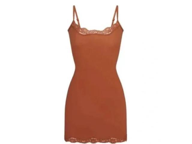 Click here for Skims Fits Everybody Lace Slip Dress  Bronze  Smal... prices